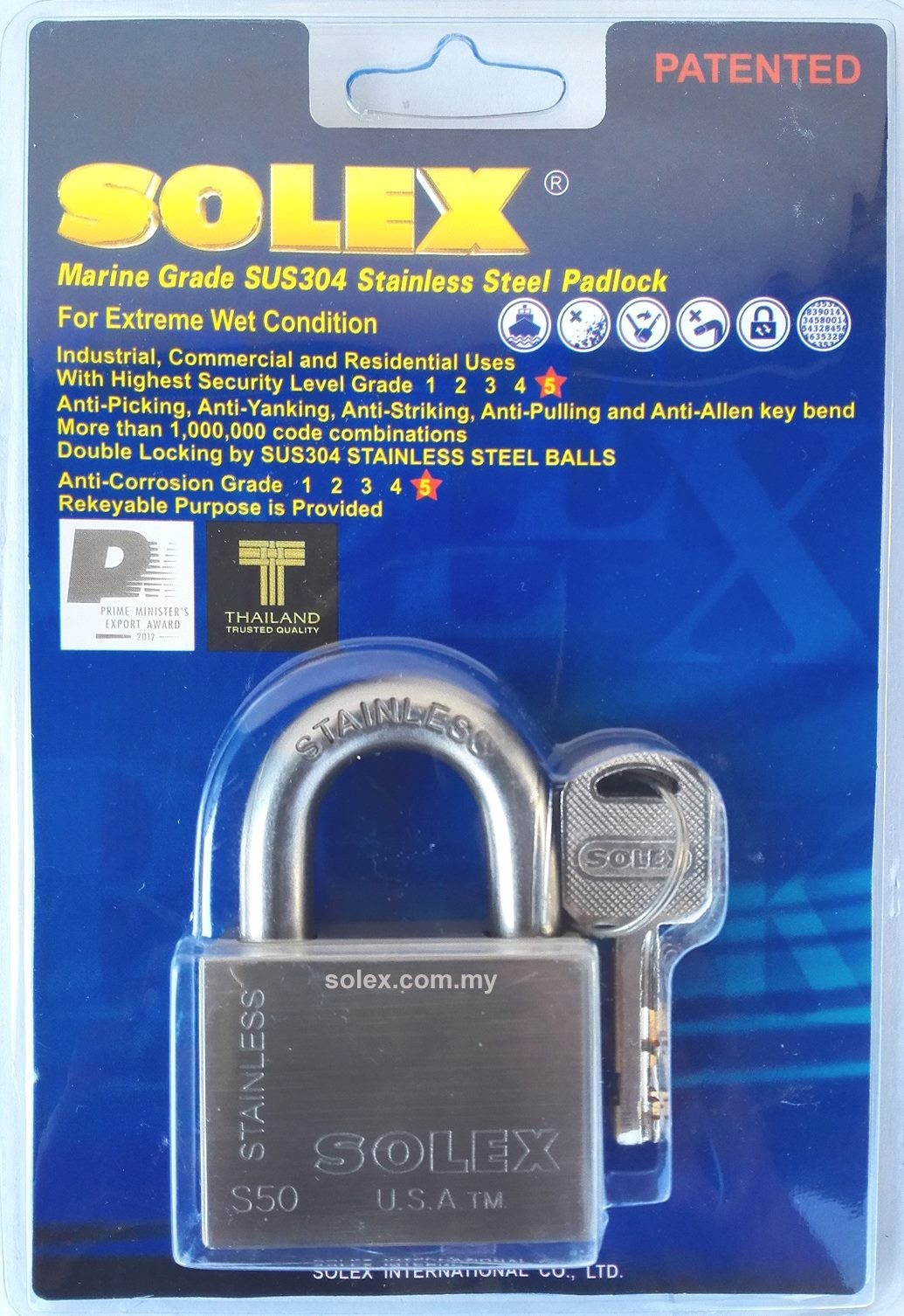SOLEX Stainless Steel Marine Grade 40mm - 60mm Padlock (For Extreme Wet ...