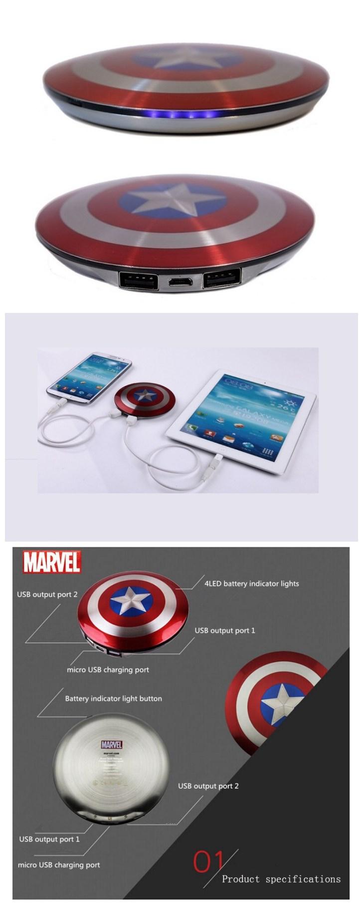 Captain America Shield Design Power Bank 6800mAh Powerbank
